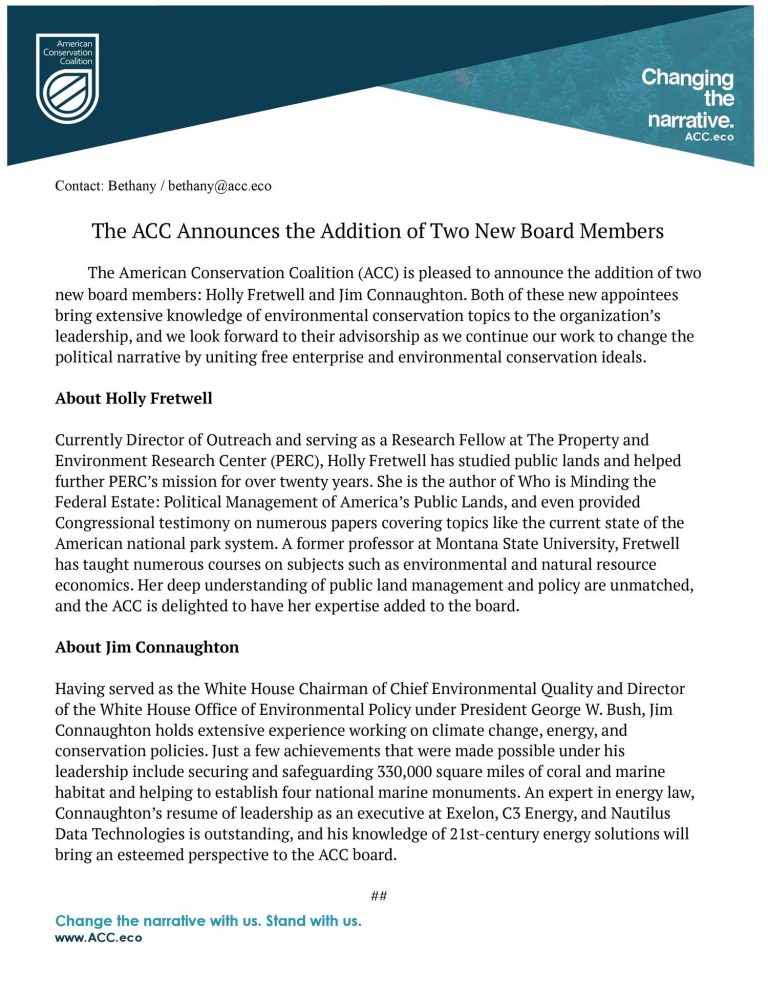 PRESS RELEASE: The ACC Announces the Addition of Two New Board Members - ACC Action